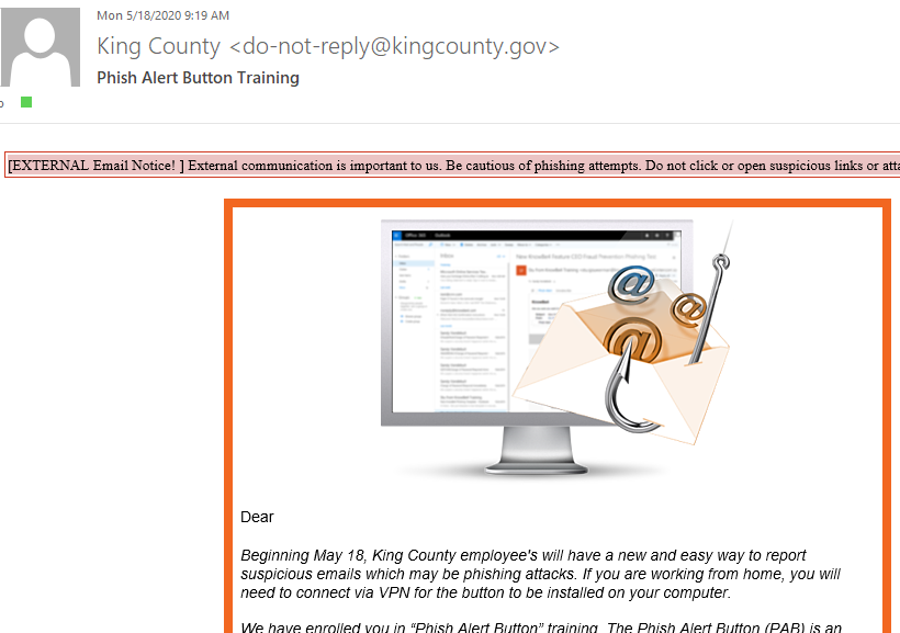 Your new Phish Alert Button | Employee News