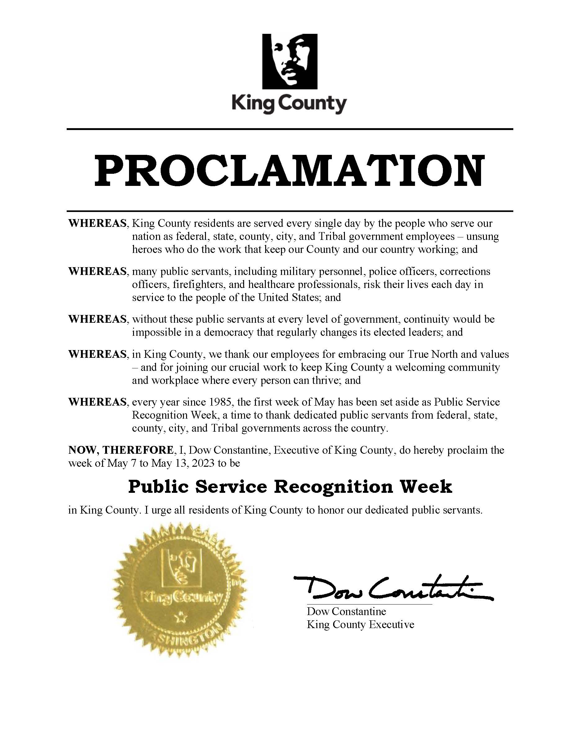 Executive proclaims Public Service Recognition Week | Employee News